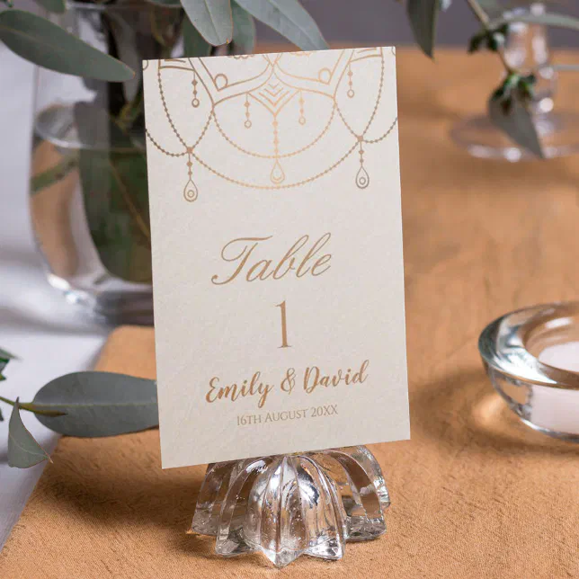Elegant Indian Traditional Design Wedding Table Number | Zazzle