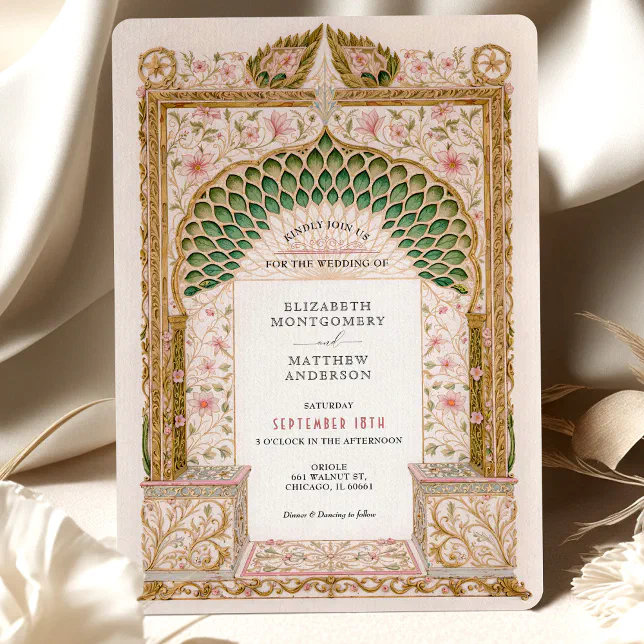 Elegant Indian Wedding Floral Arch Motif Invitation | Zazzle