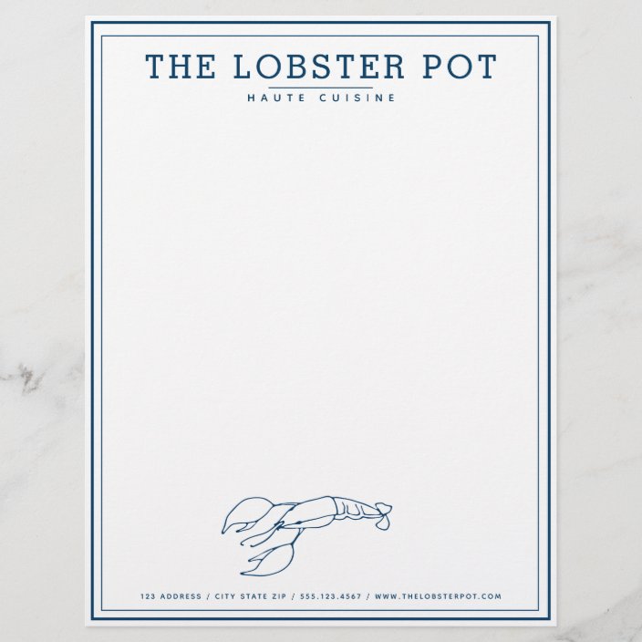 Elegant Indigo Blue Lobster / Seafood Restaurant Letterhead | Zazzle