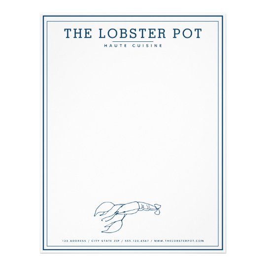 Elegant Indigo Blue Lobster / Seafood Restaurant Letterhead | Zazzle.com