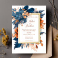 Elegant Indigo Rust All In One Wedding Invitation | Zazzle