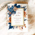 Elegant Indigo Rust All In One Wedding Invitation | Zazzle