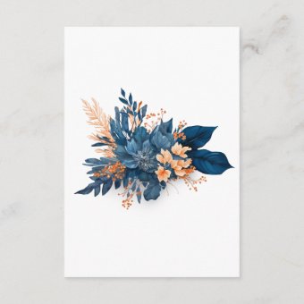 Elegant Indigo Rust Floral Wedding Details Enclosure Card | Zazzle