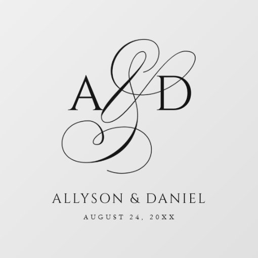 Elegant Initial Script Monogram Classic Wedding Floor Decals | Zazzle