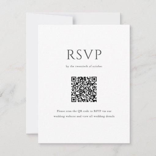 Elegant Initial Script Monogram QR Code Wedding RSVP Card | Zazzle