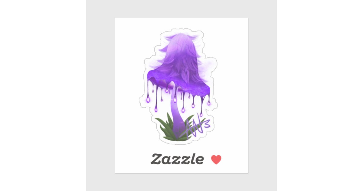 Elegant Inky Cap Glowing Purple Mushroom Cut Sticker | Zazzle