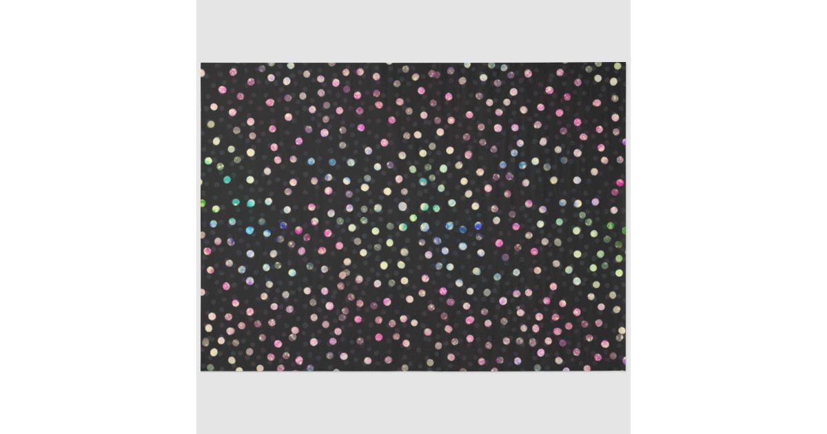 Elegant Iridescent Glitter Dots Black Design Tissue Paper | Zazzle