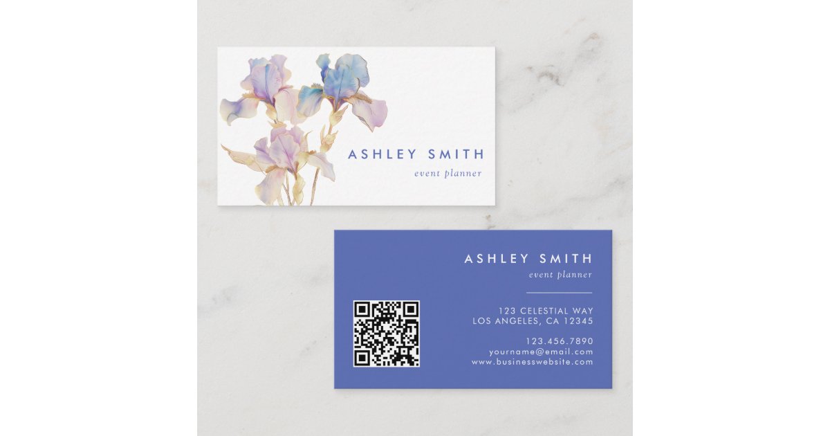 Elegant Iris QR Code Business Card | Zazzle