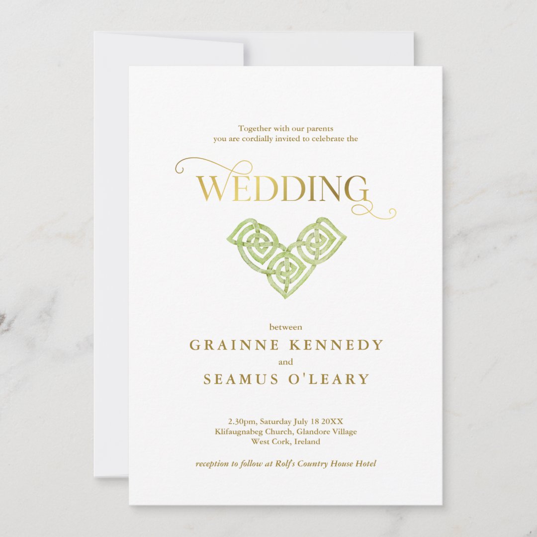 Elegant Irish Celtic Knot All In One Wedding Invitation | Zazzle