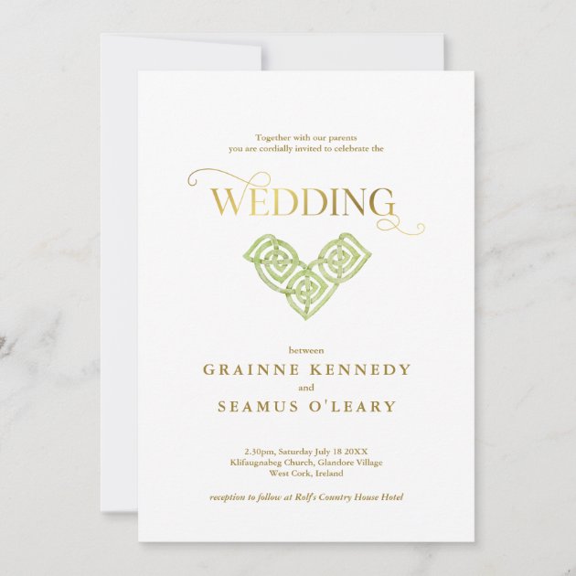 Editable Template Invitation and RSVP Card Gold Irish Wedding Irish ...