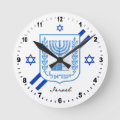Elegant Israel Clock & Israeli Flag | Zazzle