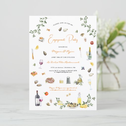 Elegant Italian Engagement Party Invitation | Zazzle