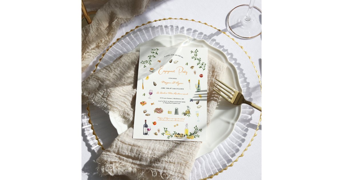 Elegant Italian Engagement Party Invitation | Zazzle