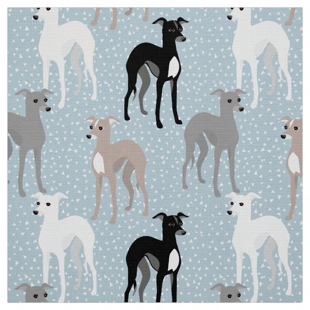 Elegant Italian Greyhound Mid-Century Modern Fabric | Zazzle