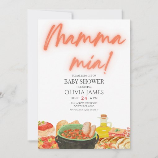 Elegant Italian mamma mia baby shower Invitation | Zazzle