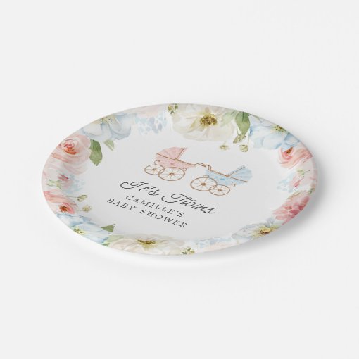 Elegant It's Twins Girl and Boy Baby Shower Paper Plates | Zazzle