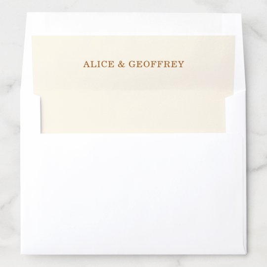 Elegant Ivory and Copper Names Wedding Envelope Liner | Zazzle.com
