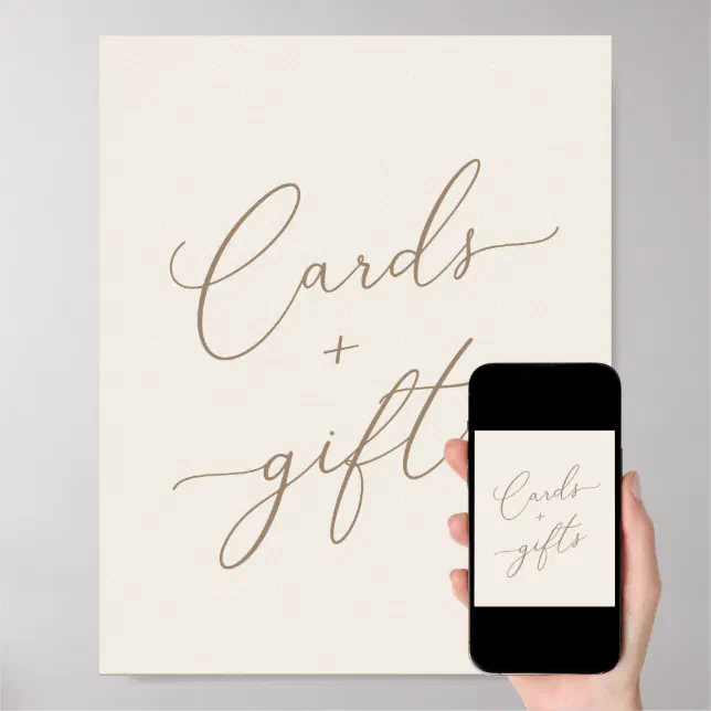 Elegant Ivory and Gold Calligraphy Cards and Gifts Poster | Zazzle
