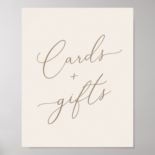 Elegant Ivory and Gold Calligraphy Cards and Gifts Poster | Zazzle