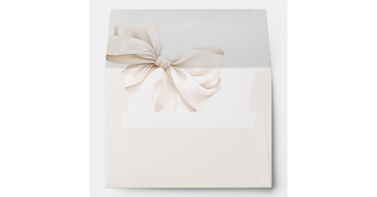 Elegant Ivory Bow Wedding Envelope | Zazzle