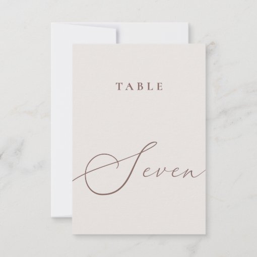 Elegant Ivory Calligraphy Table Seven Table Number | Zazzle