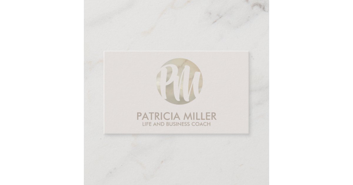 Elegant Ivory Cream Pearl Monogram Business Card | Zazzle