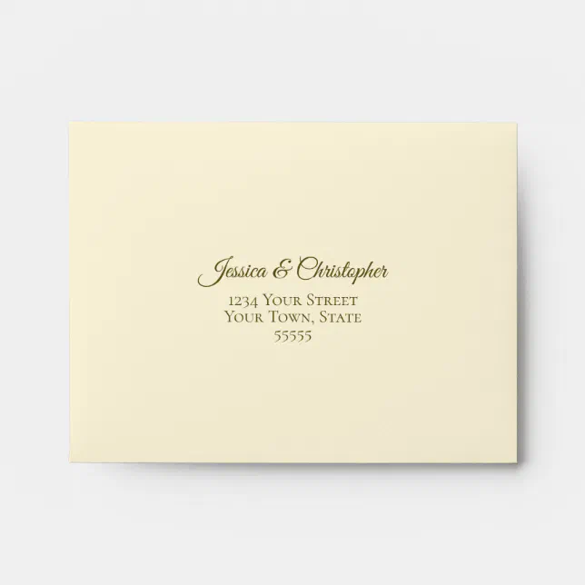 Elegant Ivory Cream with Gold Lace Wedding RSVP Envelope | Zazzle