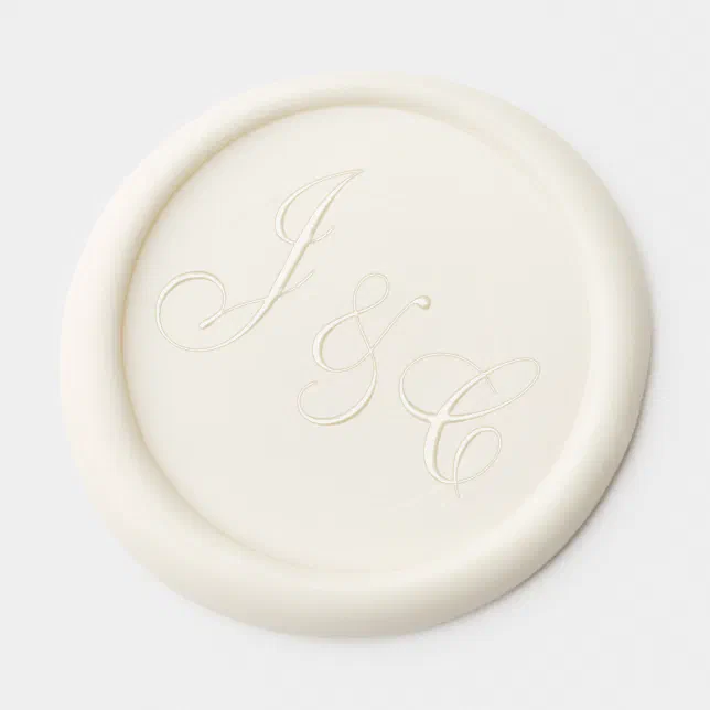 Elegant Ivory Cursive Script Wedding Monogram Wax Seal Sticker | Zazzle