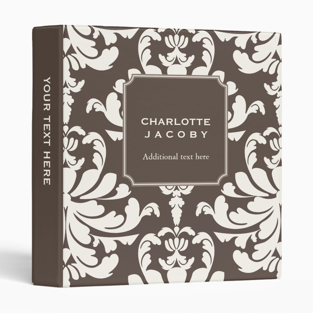 Elegant Ivory Damask Modern Professional Binder | Zazzle