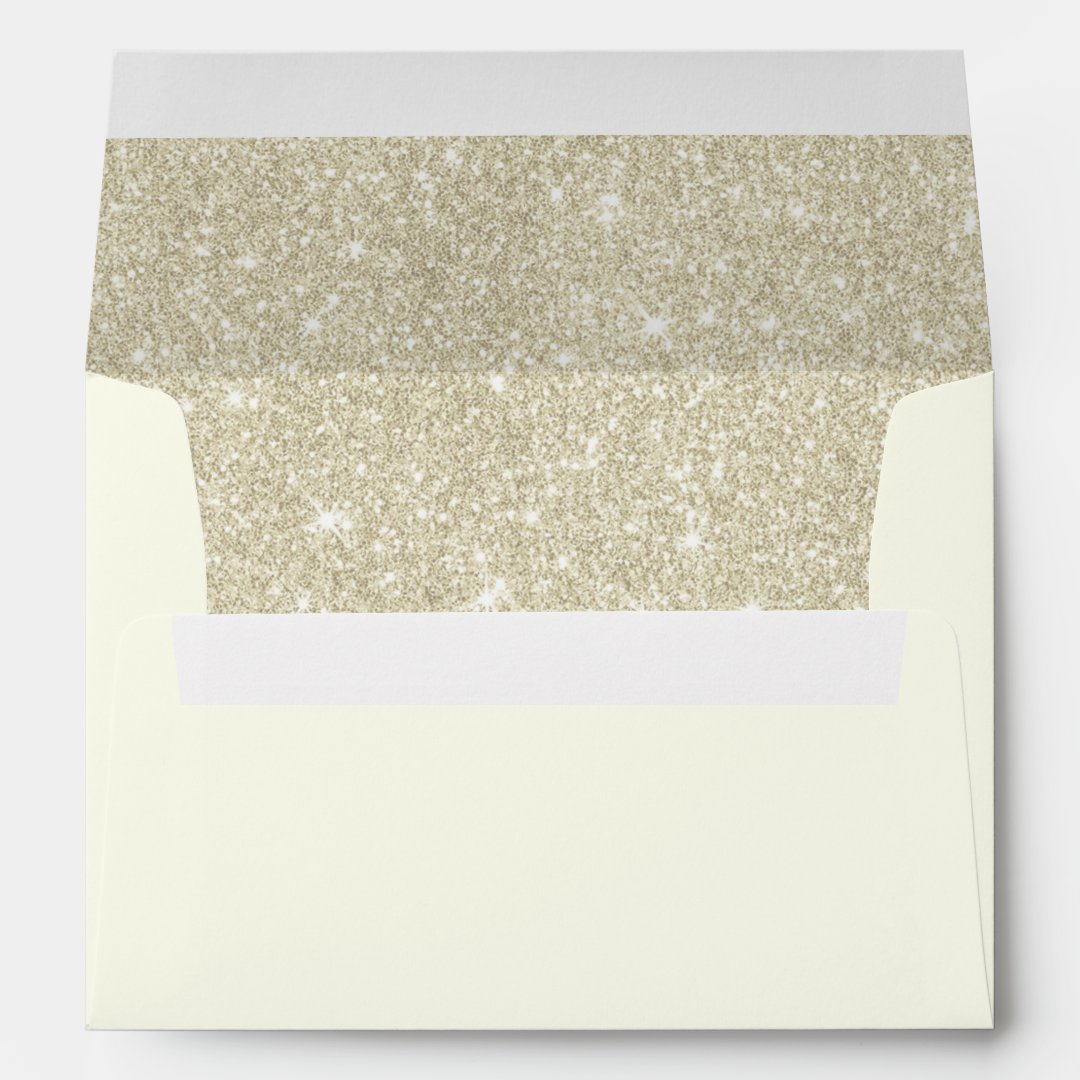Elegant Ivory Glitter Wedding Envelope | Zazzle