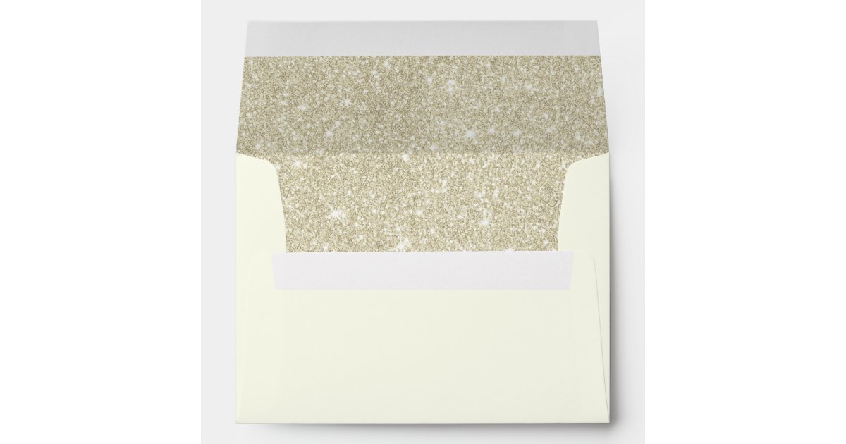 Elegant Ivory Glitter Wedding Envelope | Zazzle