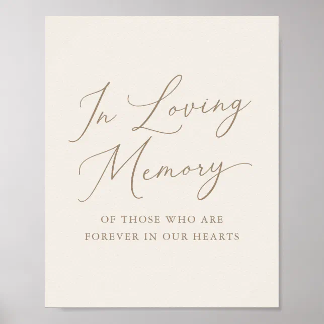 Elegant Ivory Gold Calligraphy In Loving Memory Poster | Zazzle