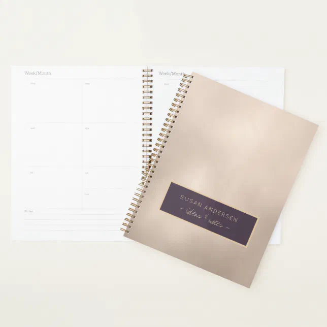 Elegant Ivory Gold Foil Name and Text Personalized Planner | Zazzle