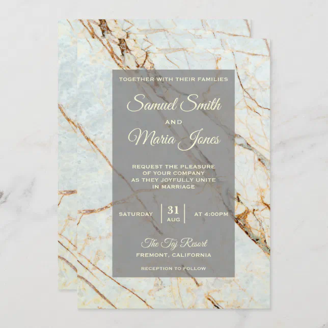 Elegant Ivory Marble Wedding Invitation | Zazzle