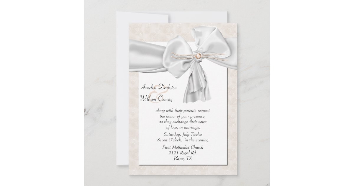 Elegant Ivory Pearl Wedding Invitation | Zazzle