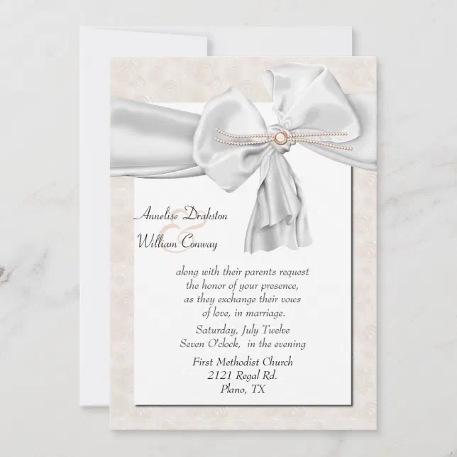 Elegant Ivory Pearl Wedding Invitation | Zazzle