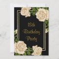 Elegant Ivory Roses & Gold Glitter 18th Birthday Invitation | Zazzle