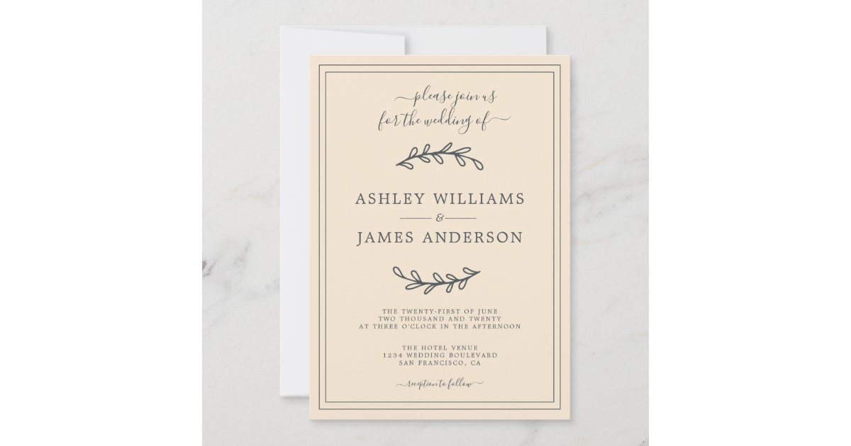 Elegant Ivory Wedding invitation | Zazzle