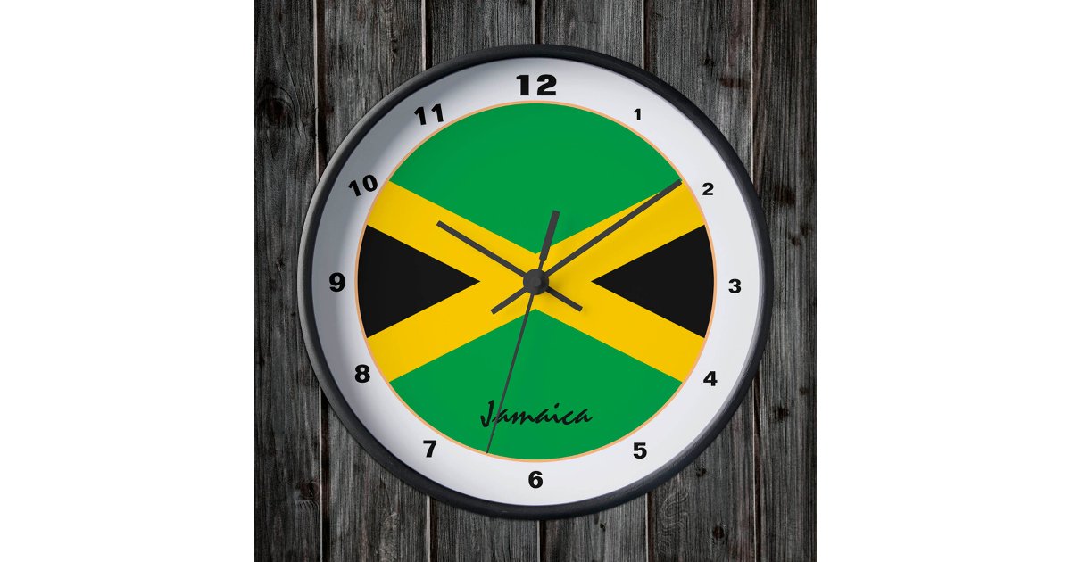 Elegant Jamaican Flag, Jamaica Home / design Round Clock | Zazzle