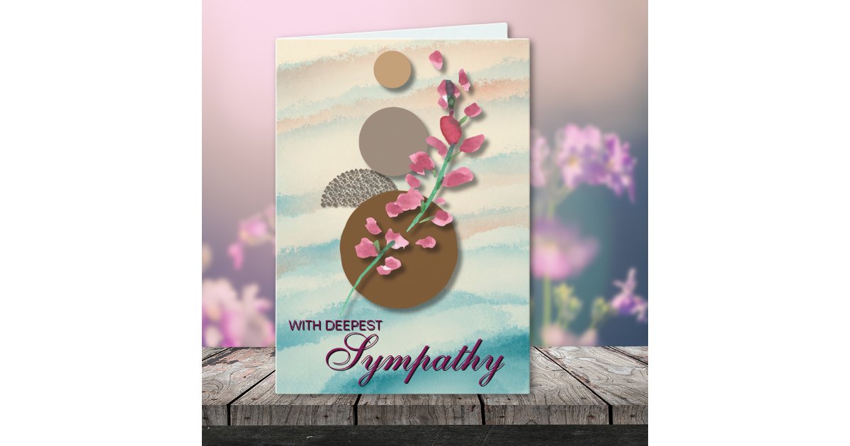 Elegant Japandi with Watercolor Florals Sympathy Card | Zazzle