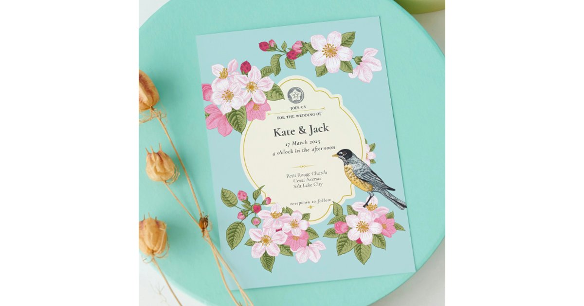 Elegant Japanese Floral Wedding Invitation | Zazzle