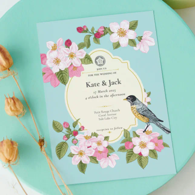 Elegant Japanese Floral Wedding Invitation | Zazzle