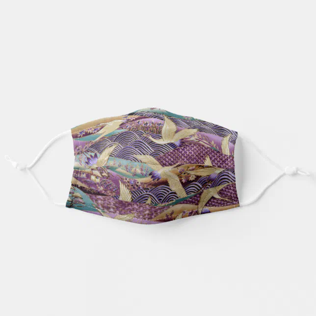 Elegant Japanese Flying Cranes Adult Cloth Face Mask | Zazzle