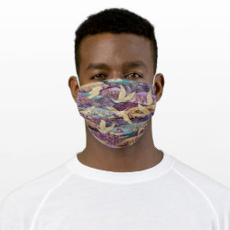 Elegant Japanese Flying Cranes Adult Cloth Face Mask | Zazzle
