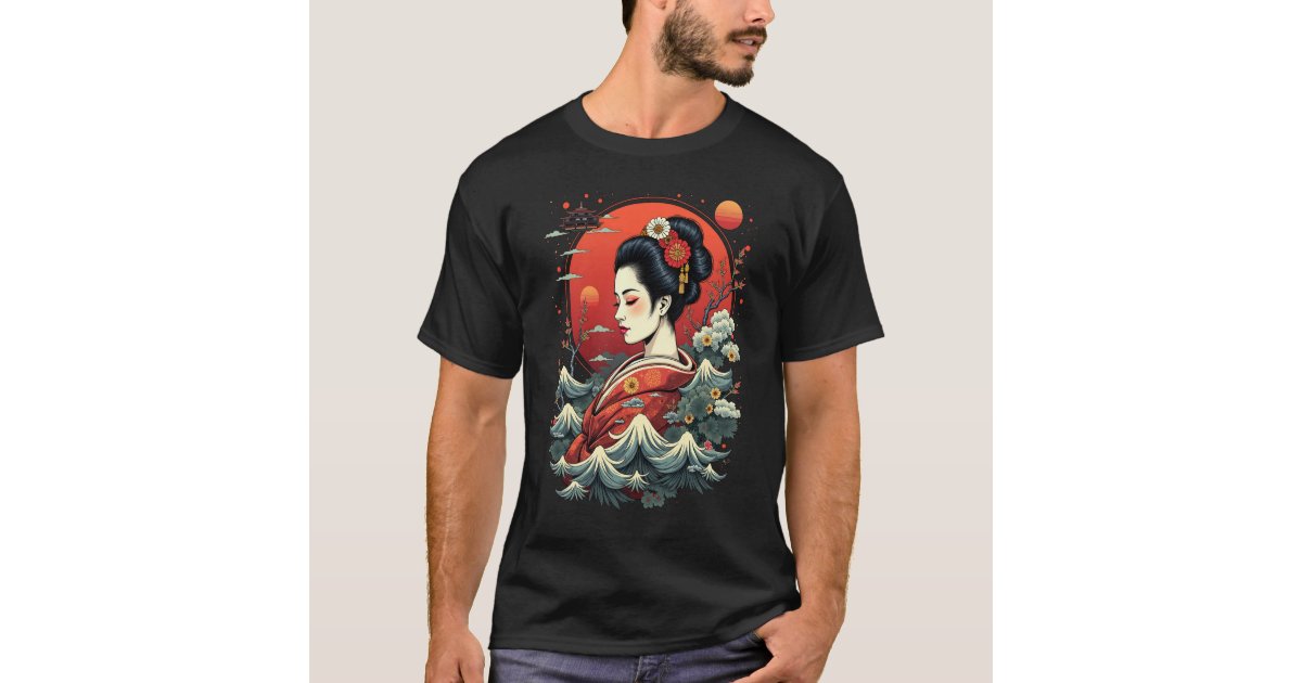 Elegant Japanese Geisha Art Tee | Zazzle