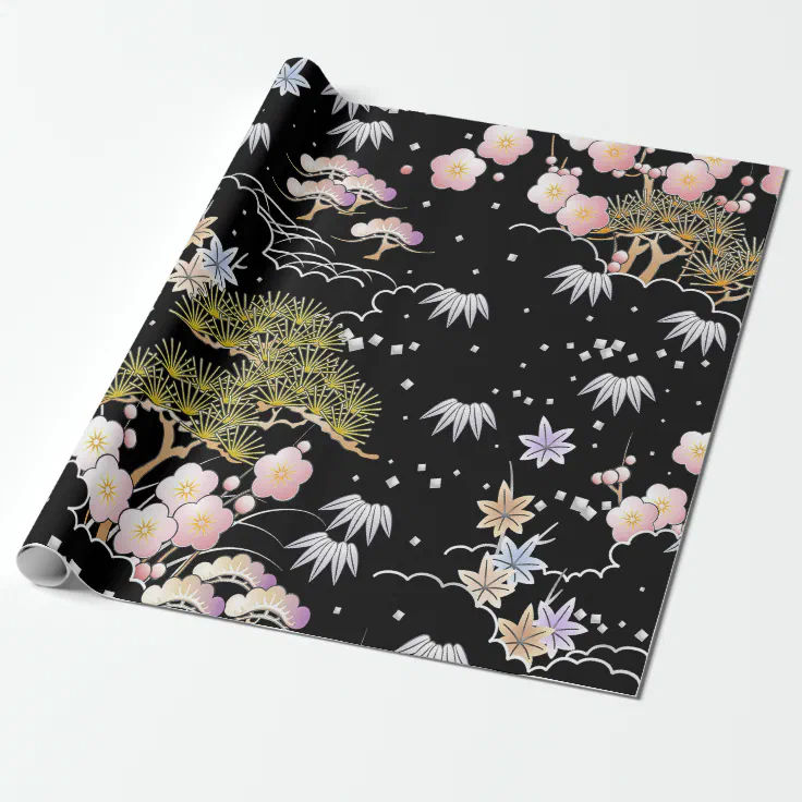 Elegant Japanese Inspired Botanical Artwork | Wrapping Paper | Zazzle