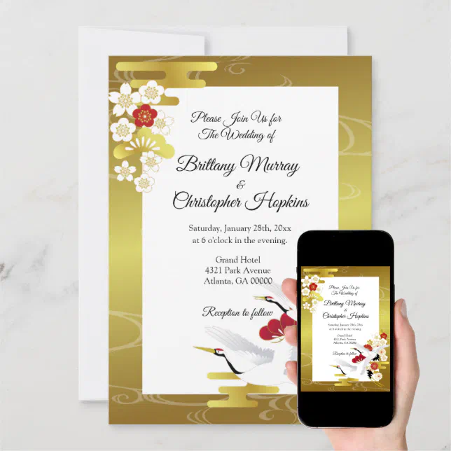 Elegant Japanese Style Wedding Invitation | Zazzle