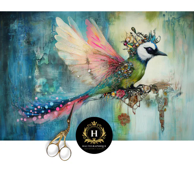 Elegant Jewel Embellished Bird Art Decoupage Tissue Paper | Zazzle