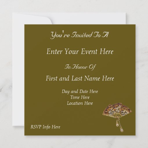 Elegant Jeweled Fan Party Invitation | Zazzle