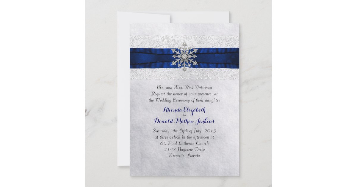 Elegant Jeweled Snowflake Wedding Invitation | Zazzle